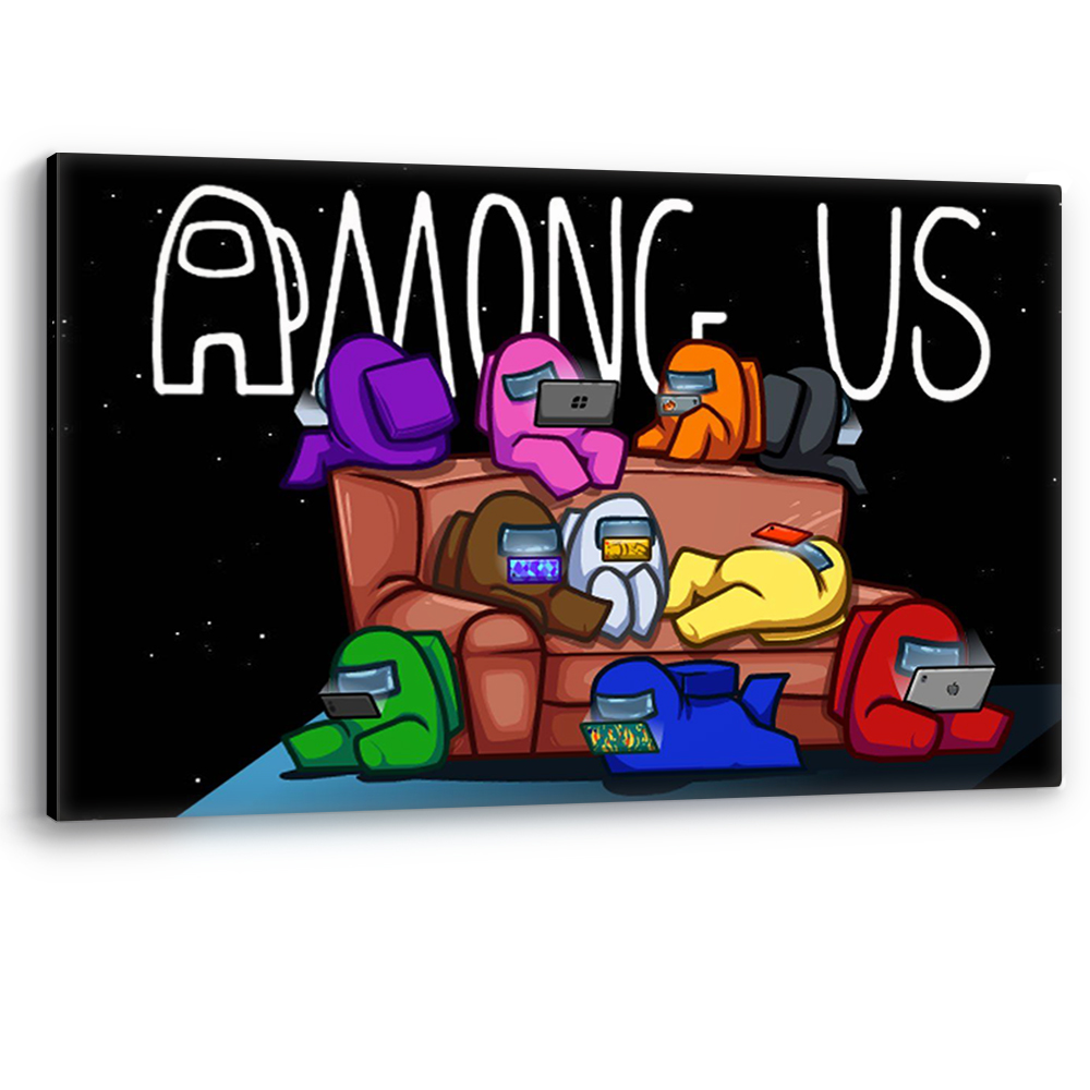 Among Us Game Characters Playing on a Sofa Framed Canvas Wall Art ...